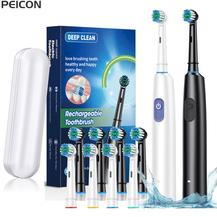 Electric Toothbrush Rotary Rechargeable Electric Toothbrush for Adults ...