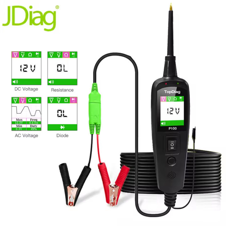 JDiag P100 24V 12V Probe Pen Car Tester Voltage Resistant Test Circuit ...