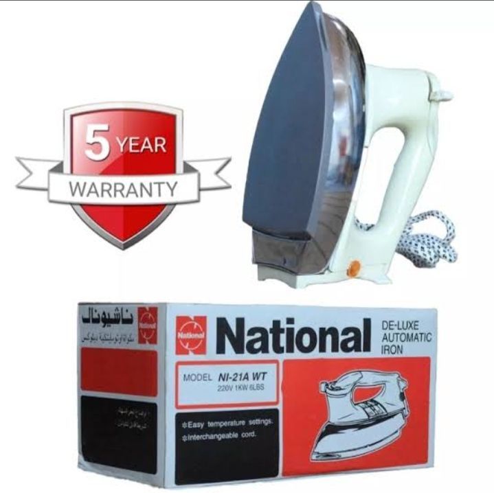 NATIONAL IRON NI-21AWT DRY IRON GOLDEN SOLEPLATE MADE IN JAPAN FIVE ...