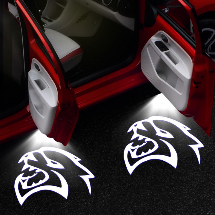 2pcs Car Emblem Light Hellcat Shadow Light For Dodge Challenger Charger ...