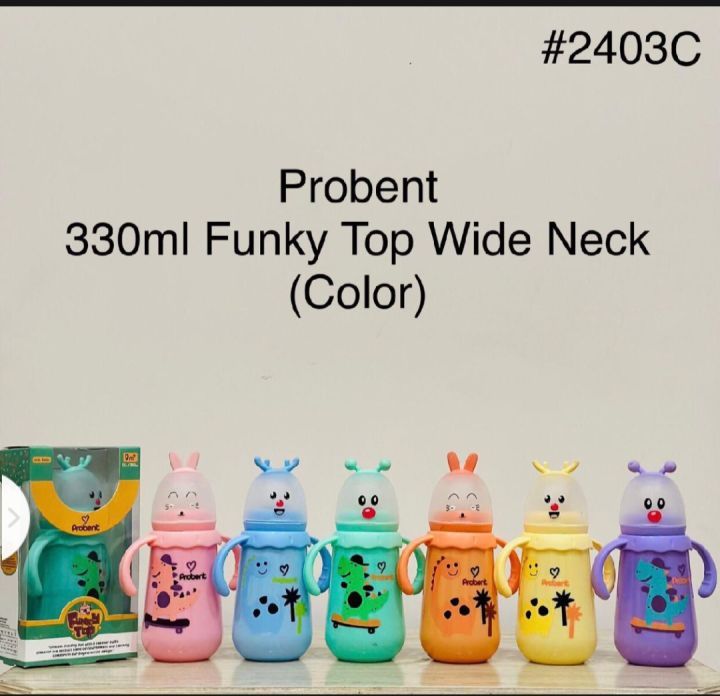FUNKY TOP 330ML/9OZ WITE NECK NIPPLE IMPORTANT PREMIUM BPA FREE PLASTIC ...