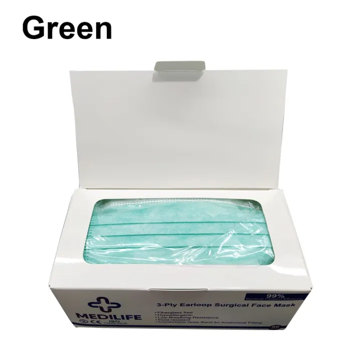 Disposable Green Surgical Face Mask (50Pcs) - 3 Layer Protection With ...
