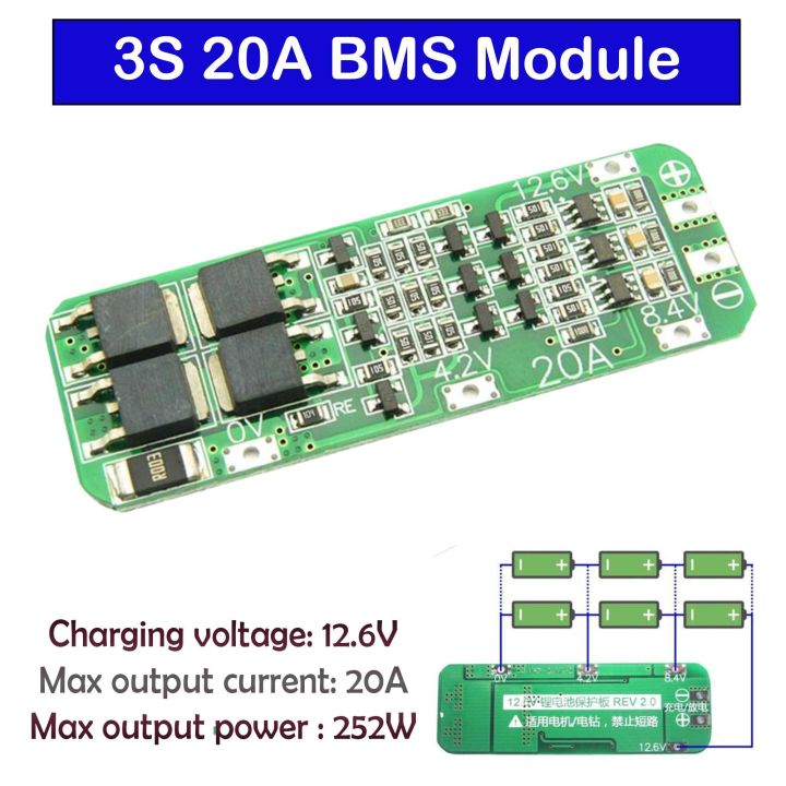 Original 3S 20A BMS 18650 Li-Ion Lithium battery Charger Module BMS Protection Board 11.1V 12V ...