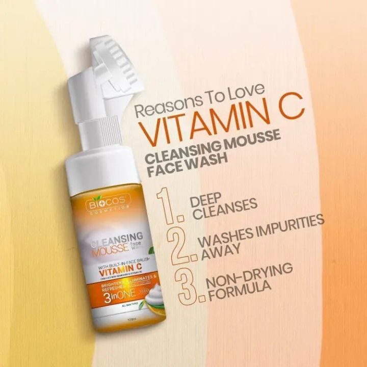 Biocos vitammin C Facial Cleansing Mousse Face Wash -120ml | Daraz.pk