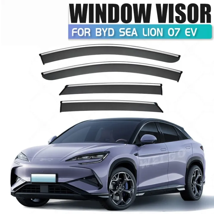 BYD Sealion 7: Premium Rain Shield Door Visor with Silver Lining(4pcs ...