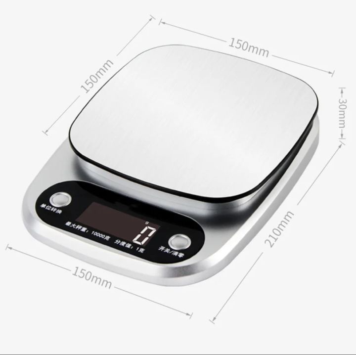 SH-131 10kg Precision Kitchen Scale Weighing Scales Digital Scales LCD Screen Stainless Steel 5 ...