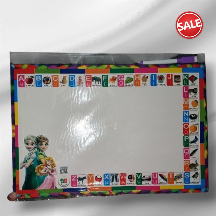 2 in 1 White + black board GIRLS character with free marker inside 18× ...