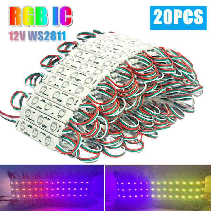 20PCS 12V WS2811 RGB LED Modules Light Waterproof IP65 Full Color ...