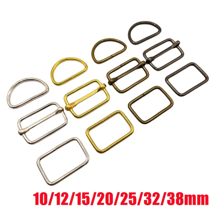 10 Pcs/Pack Wire Formed Metal D-Ring Rectangle Loops Tri-Glide Slider ...