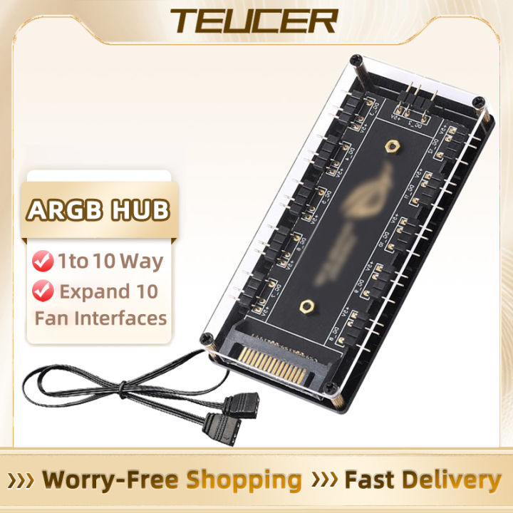 ARGB Connector 1 To 10 Port Splitter Hub 5V 3Pin ARGB Case Fan Hub With ...