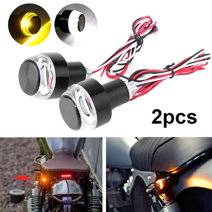 2Pcs Motorcycle LED Handlebar End Turn Signal Light For 22MM Handlebar ...