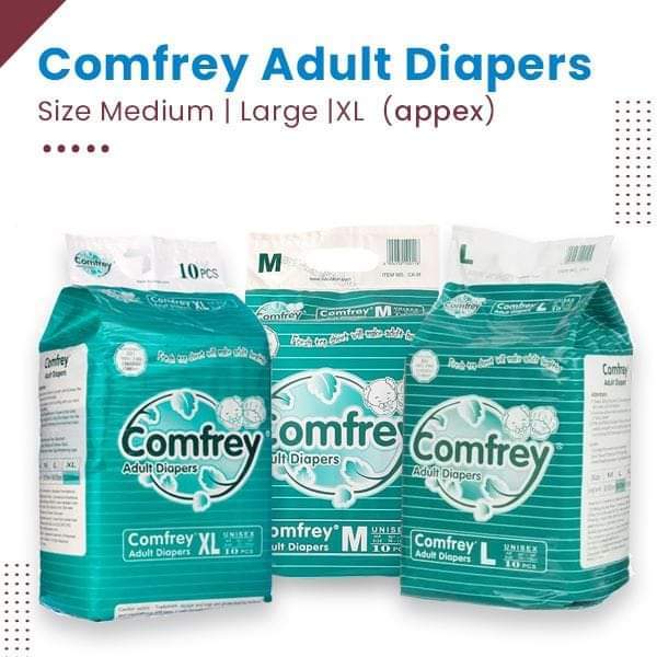 Comfrey (Appex) Adult Diapers (Medium,Large,XL) 10 Pcs Patient Pampers ...