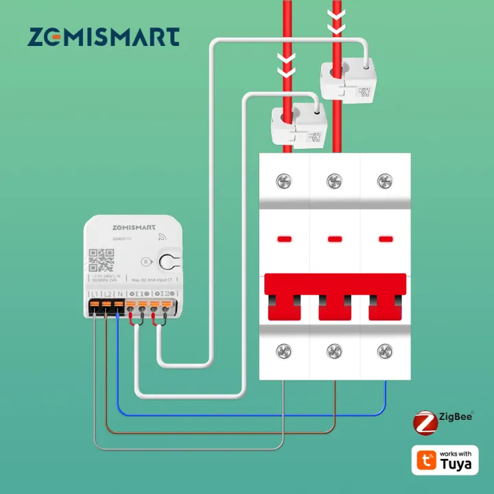 Zemismart Zigbee 120A 2 Phase Energy Meter Smart Din-rail Power Monitor ...