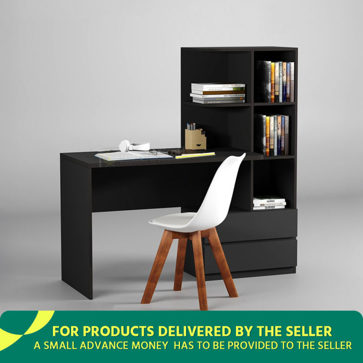 Modern Reading Table with Locker Drawer /Study Desk with Bookshelf ...