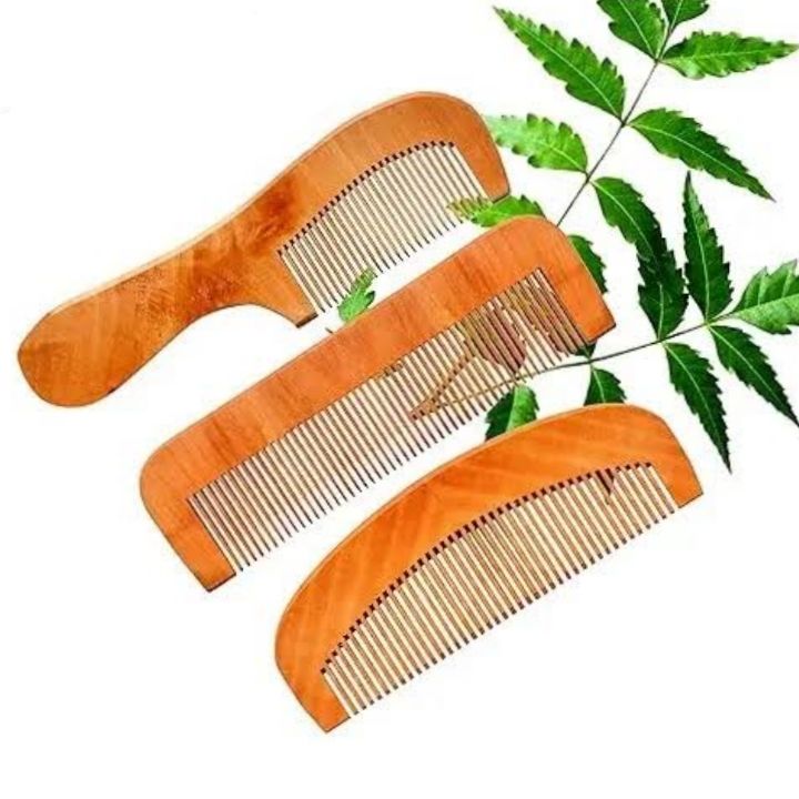 Neem Wood Comb Set of 3 for Hair Care – Natural Handmade Wooden Hair ...