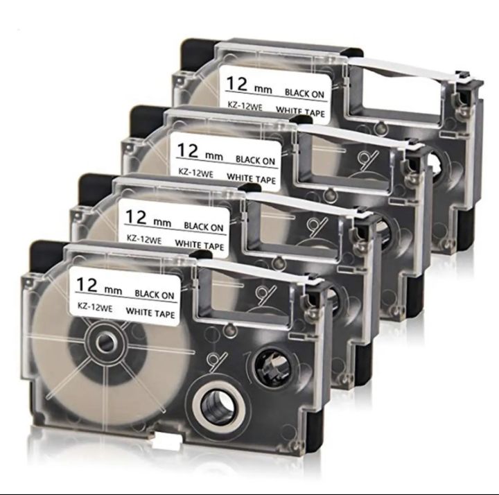 Casio Label Printer Tape Black on White 12mm ( Set of 4 Tapes) | Daraz.pk