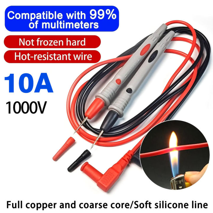 1000V 10A Digital Multimeter Probe Test Leads Universal Needle Tip ...