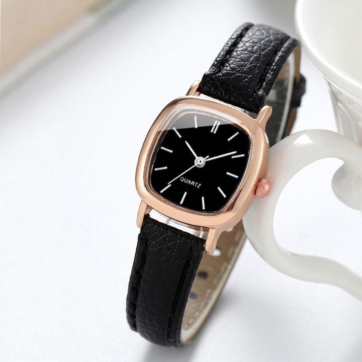 Fashion Minimalism Women Watches Small Square Dial Leather Strap Quartz ...