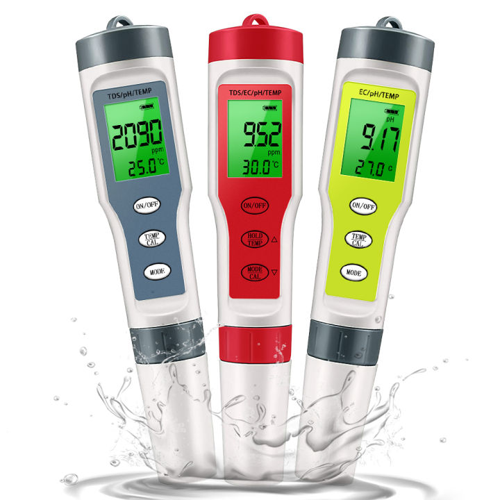Handheld PH Meter Waterproof PH TDS EC Temp Tester Digital Water ...