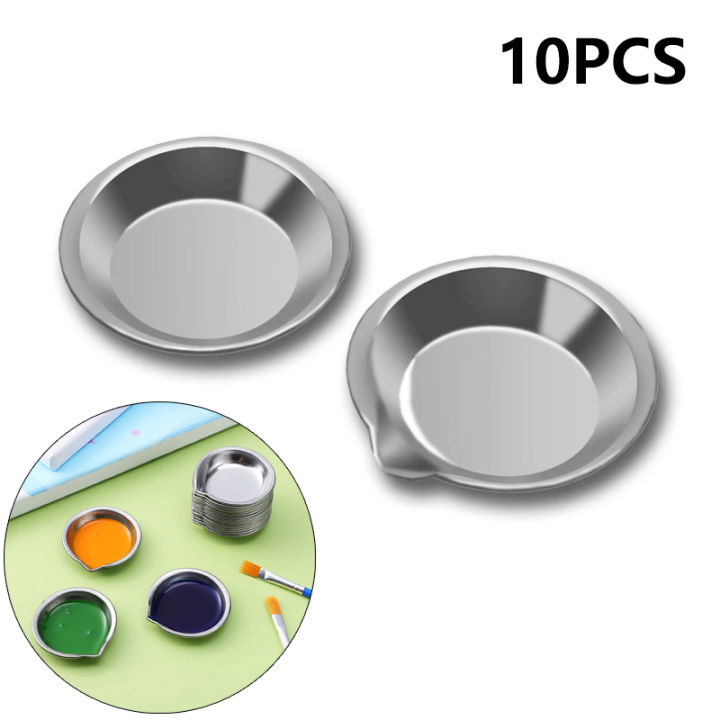 10pcs Stainless Steel Painting Color Bowls Oil Paint Trays Paint Color ...