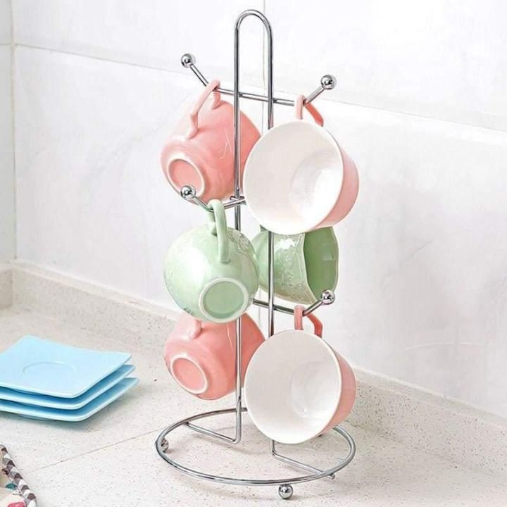 Hot Coffee Tea Cup Mug Holder Stand Kitchen 6-Mug Storage Rack | Daraz.lk
