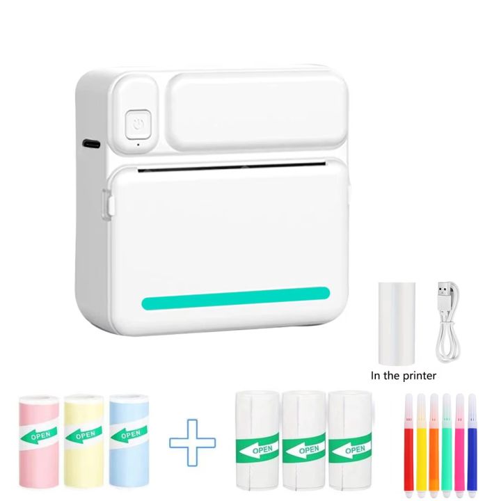 Mini Portable Sticker Printer, Mini Thermal Printer with Rolls Paper ...