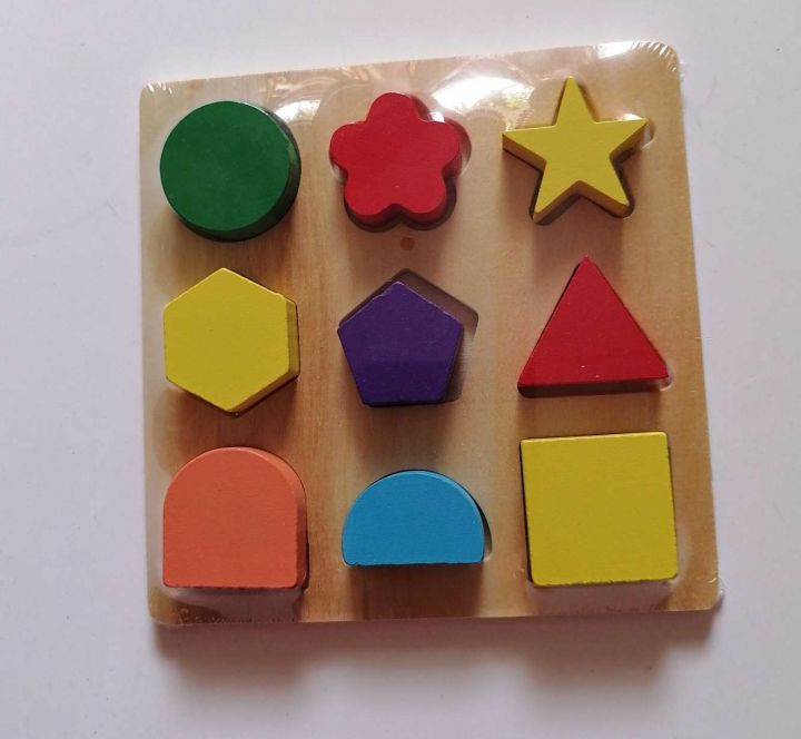 Colourfull Wooden Shapes Puzzle For Kids Shapes Puzzles | Daraz.lk