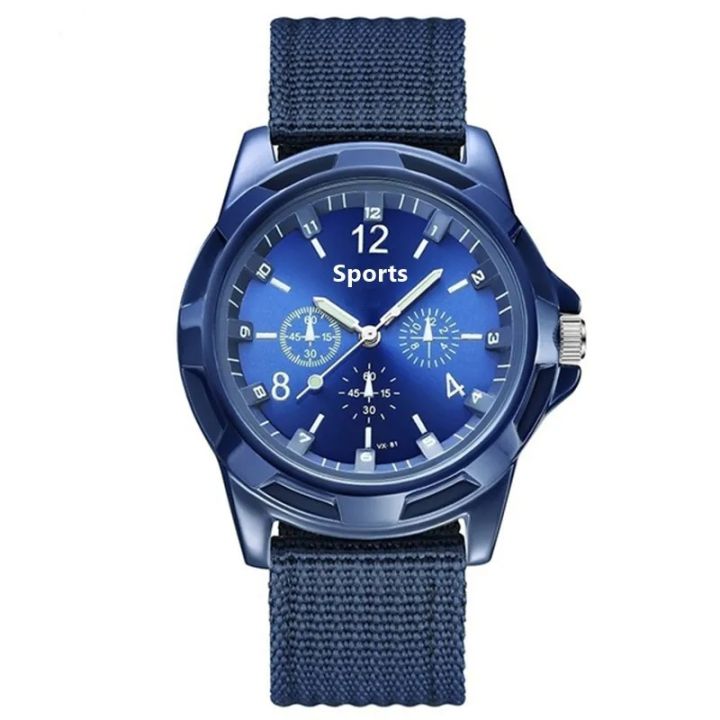 Fabric Canvas Strap Casual Cool Sport Round Dial Wrist Watch for men ...