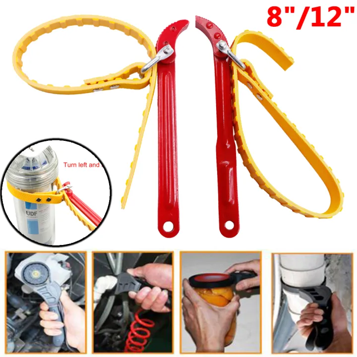 8"/12" Belt Wrench Car Oil Filter Puller Strap Spanner Wrench ...