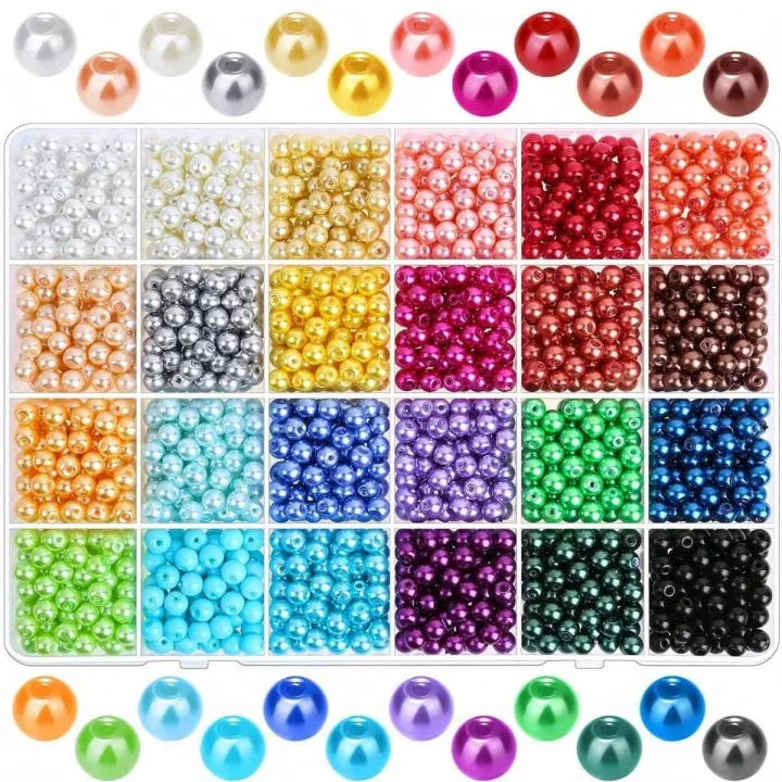 1680pcs 6mm 24 Colors Faux Pearl Set DIY Bracelet Necklace Making ...