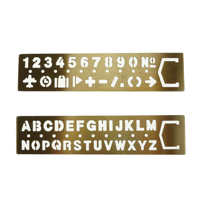1pc Metal Brass Straight Ruler Alphabets & Arabic Numerals Bookmark ...