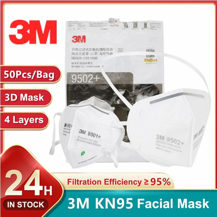 3M KN95 Face Mask 9501+/9502+ Original Adult Reusable Earloop Headband ...