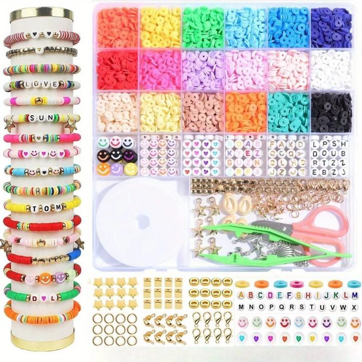 6MM Polymer Clay Beads Set Rainbow Color Flat Chip Beads For Bracelet ...