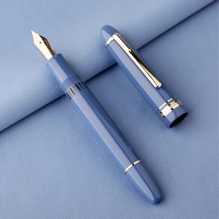 Moonman P136 Fountain pen light blue with metal copper piston inking EF ...