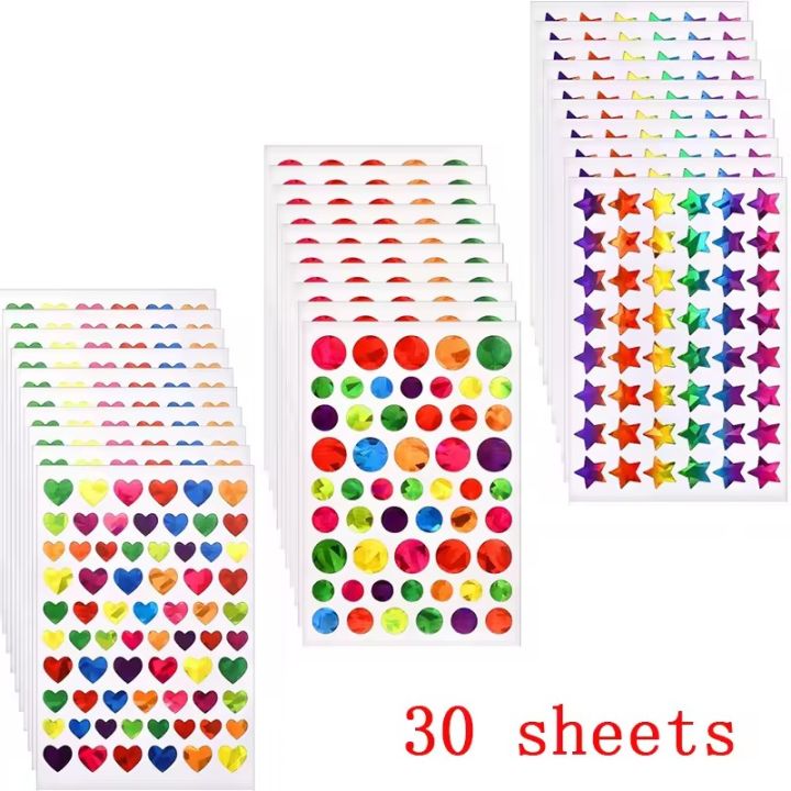 Glitter Star Dot Hearts Sticker for Kids Reward Birthday Party Favors ...