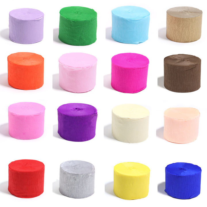 18 Colors 4.5x2500cm Colored Crepe Paper Roll Origami Crinkled Crepe ...