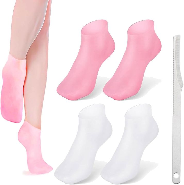 Silicon Moisturising Gel Heel Socks, Soft Silicon Full Feet Care Socks ...