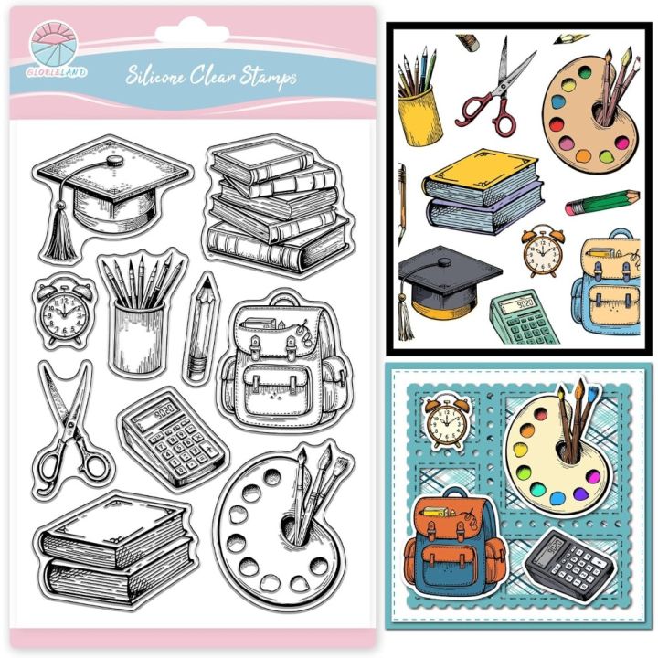 1PC School Supplies Clear Stamp for Scrapbooking Schoolbag Book Stamps ...