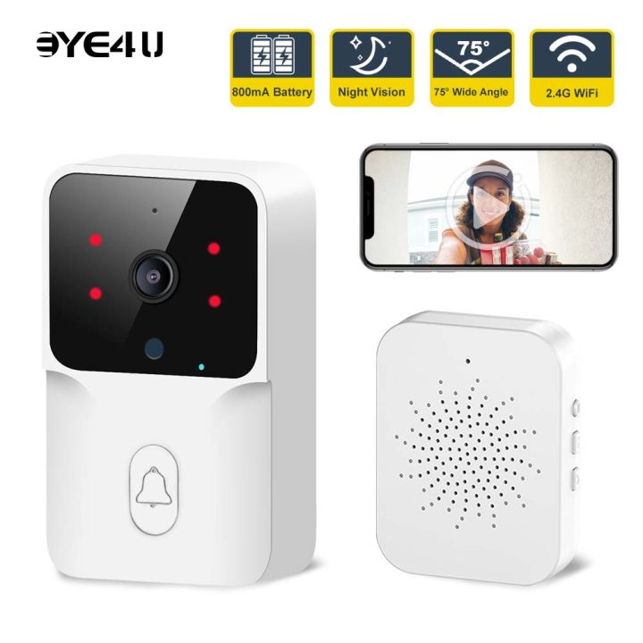 Wireless WiFi Video Doorbell Phone Home Intercom System Smart Door ...