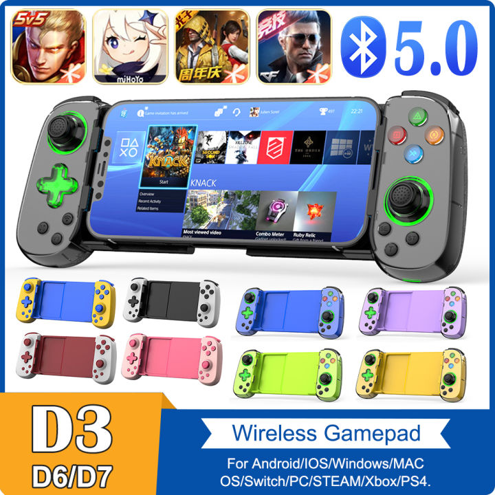 D3/D6/D7 Telescopic Mobile Phone Gamepad Wireless Games Handle Controller Bluetooth-compatible 5 ...