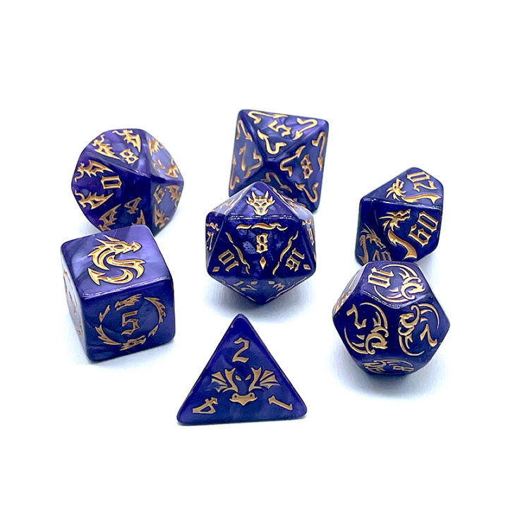 7PCS/set Multi-sided Dice Dragon New Textures Pattern Games Dice for ...