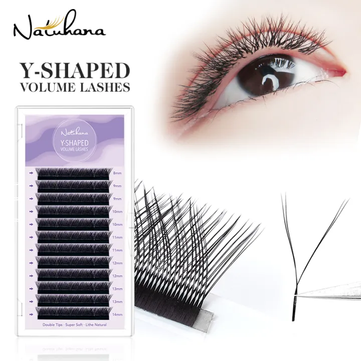 NATUHANA YY Shape Eyelash Extensions C/D Curl Black Y Lashes Premade ...