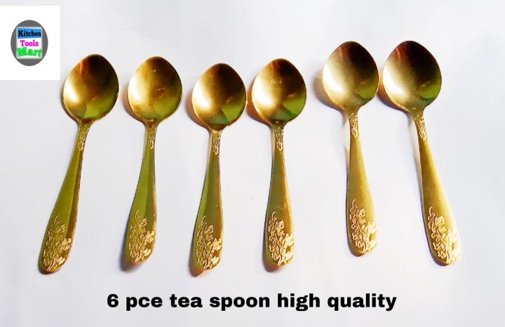 6 piece Luxury Gold Color Tablespoon Stainless Steel Spoon Set ...