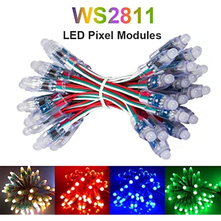 50pcs WS2811 2811 IC RGB Full Color 12mm Pixels Digital Addressable 5V 12V Dream Color LED ...