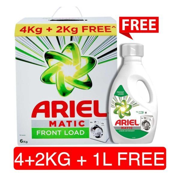 Ariel Matic Front Load Detergent Powder ( 4kg + 1.8kg + 500ml Free ...