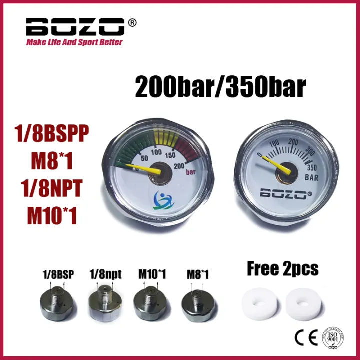Mini 200bar 350bar Manometer Gauge 1inch 1/8NPT, 1/8BSPP, M10*1, M8*1 ...