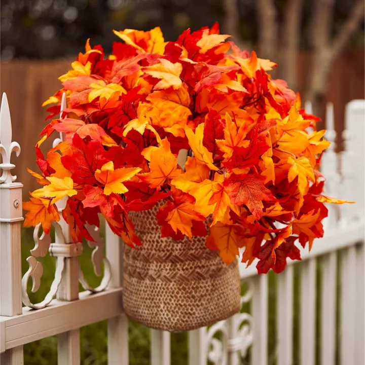 Maple Leaf Artificial Autumn Leaves Branches Fake Fall Flower ...
