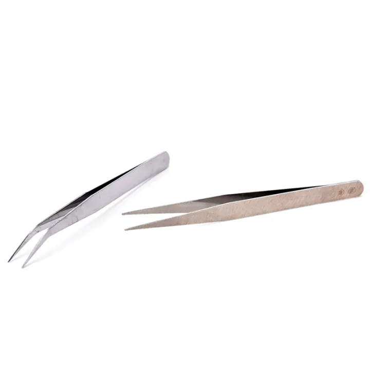 2pcs Stainless Steel Straight Elbow Tweezers Patchwork Hook Pick-up ...
