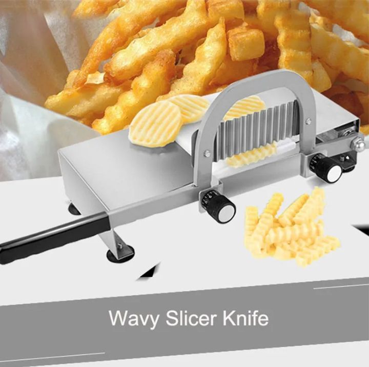 Manual Potato Strips Cutting Machine Wave Shape French Fries Cutter ...