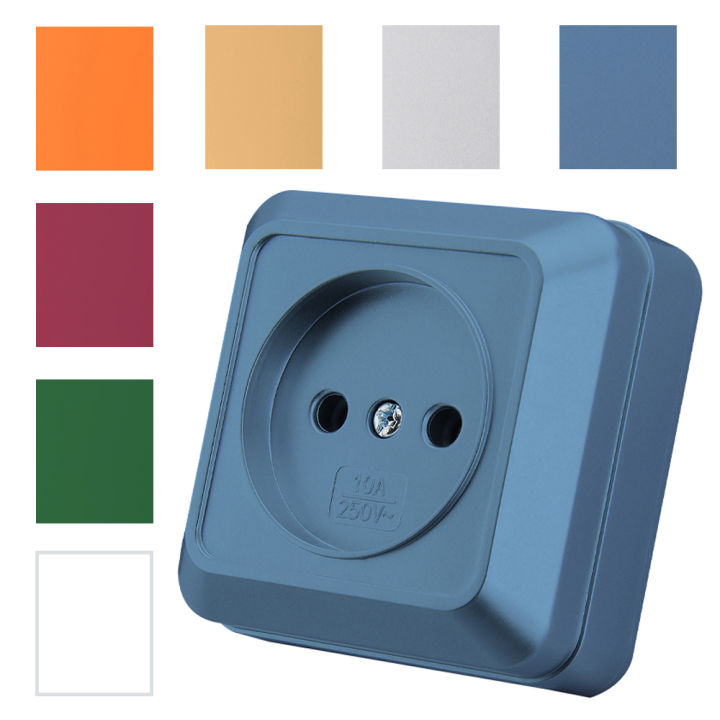 Blue Classic Flame Retardant Not Ground EU Standard Wall Surface Plugs ...
